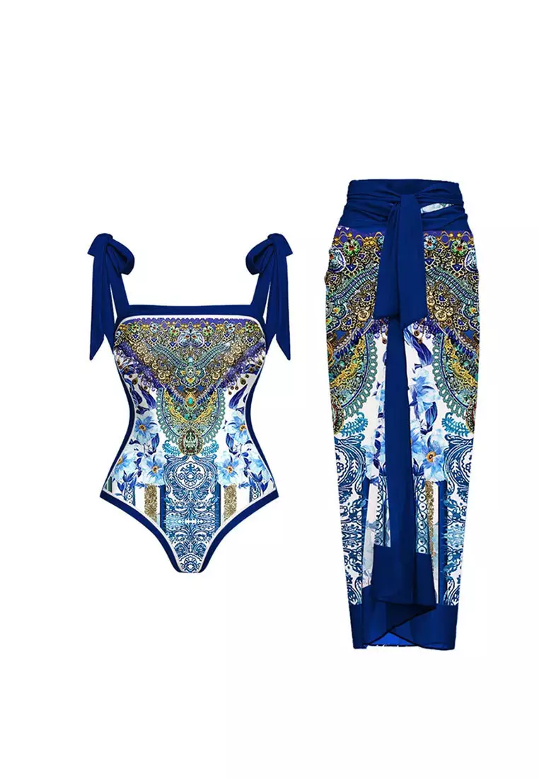 Buy ZITIQUE Two-Piece Set - One-Piece Spa Swimsuit With Chiffon Cover ...