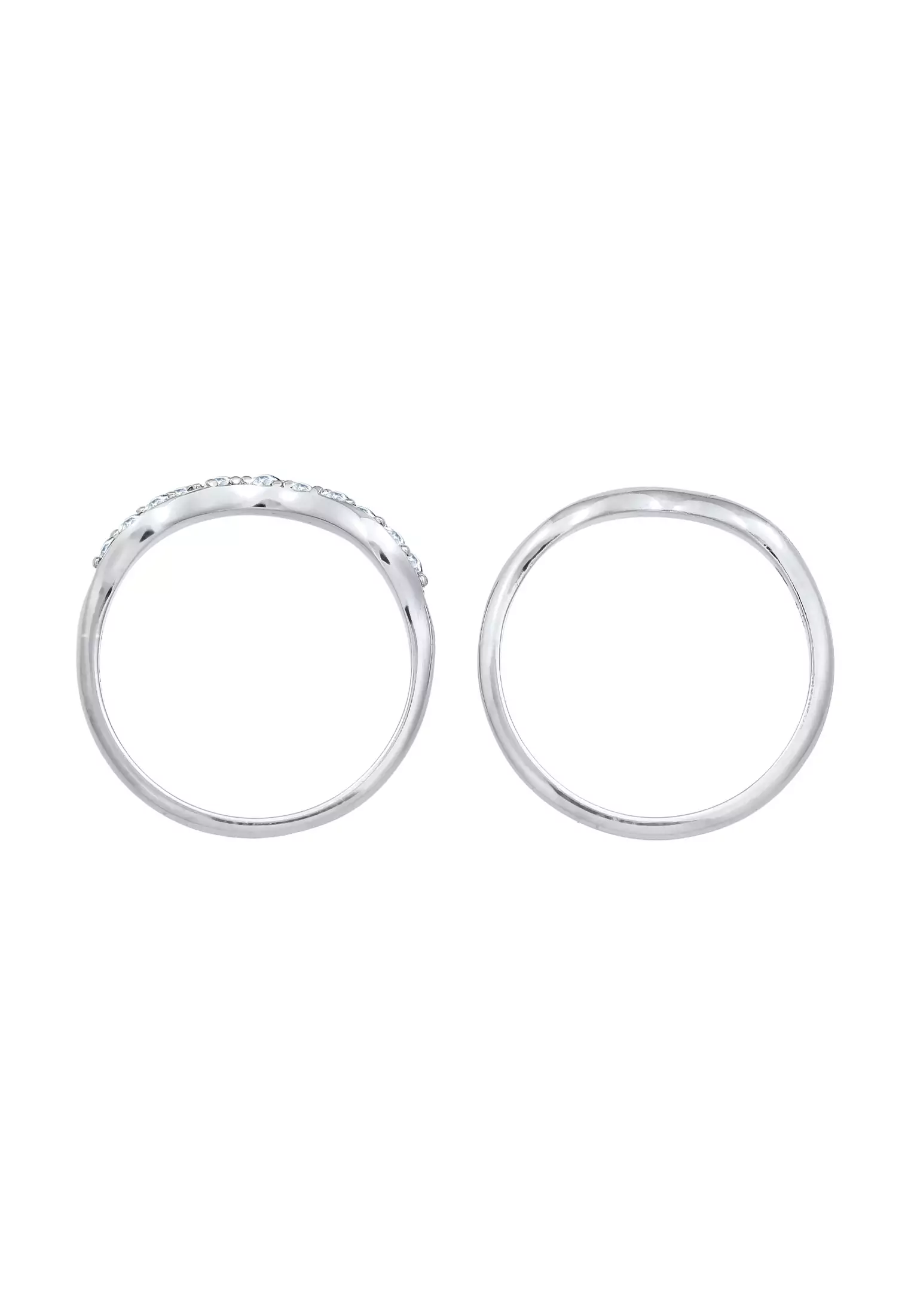 Buy ELLI GERMANY Ring Stacking Rings Set Of 2 Curved Crystals 2025 ...
