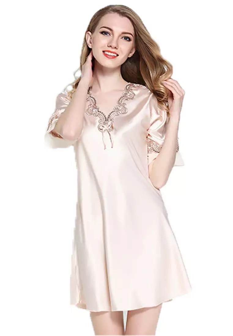 Buy SMROCCO Silk Plus Size Nightie Dress Online | ZALORA Malaysia