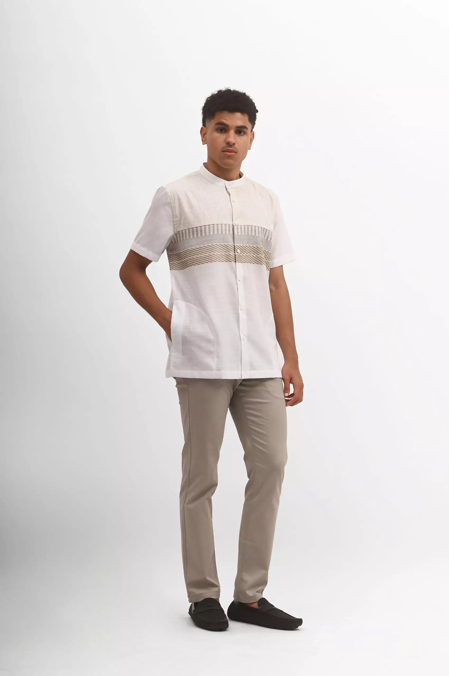 Jual MANZONE MANZONE Kemeja Koko Pria Lengan Pendek GHUFRON - WHITE ...