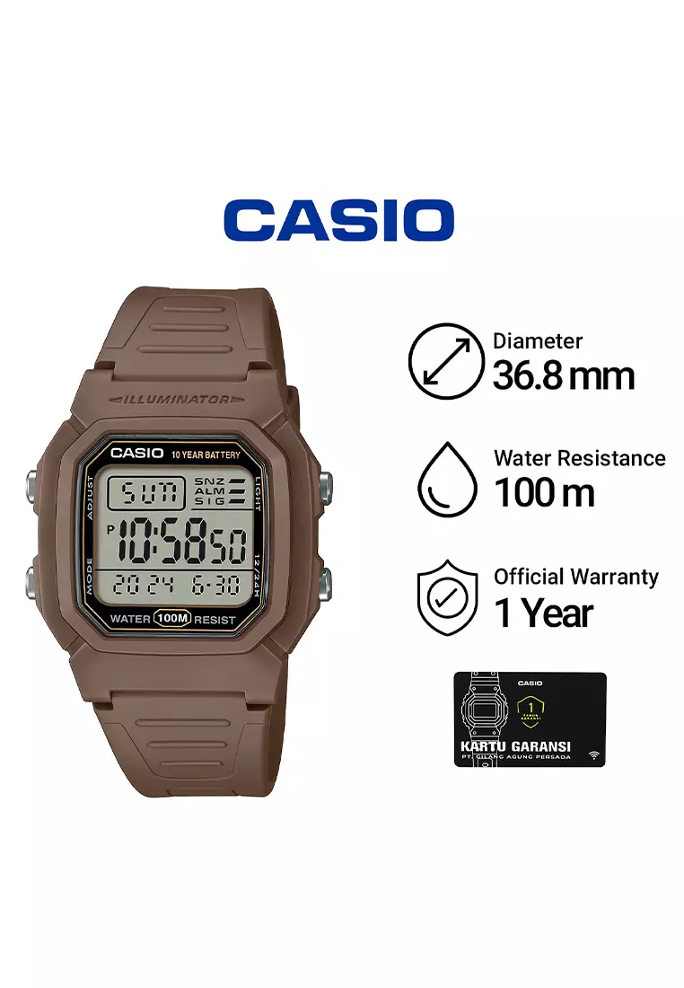 Jual Casio Jam Tangan Digital Pria Casio W-800H-5AV Brown Resin Strap Original 2025 | ZALORA ...