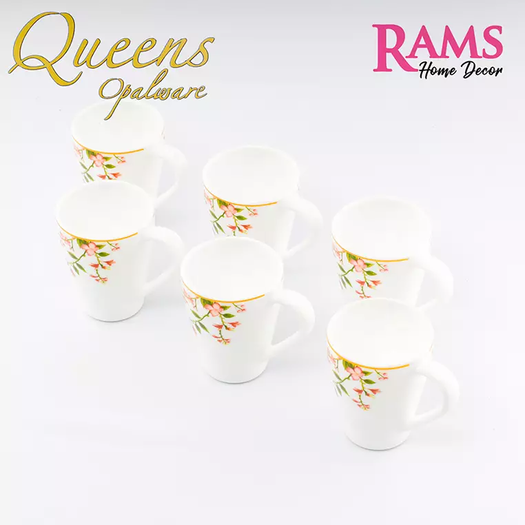 Buy QUEENS 6 Pcs Opal Glass Mug Set / Opalware Mug Set Online | ZALORA ...