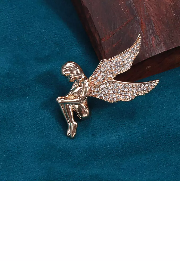 Buy Mooclife Fashion Simple Plated Gold Angel Brooch with Cubic ...