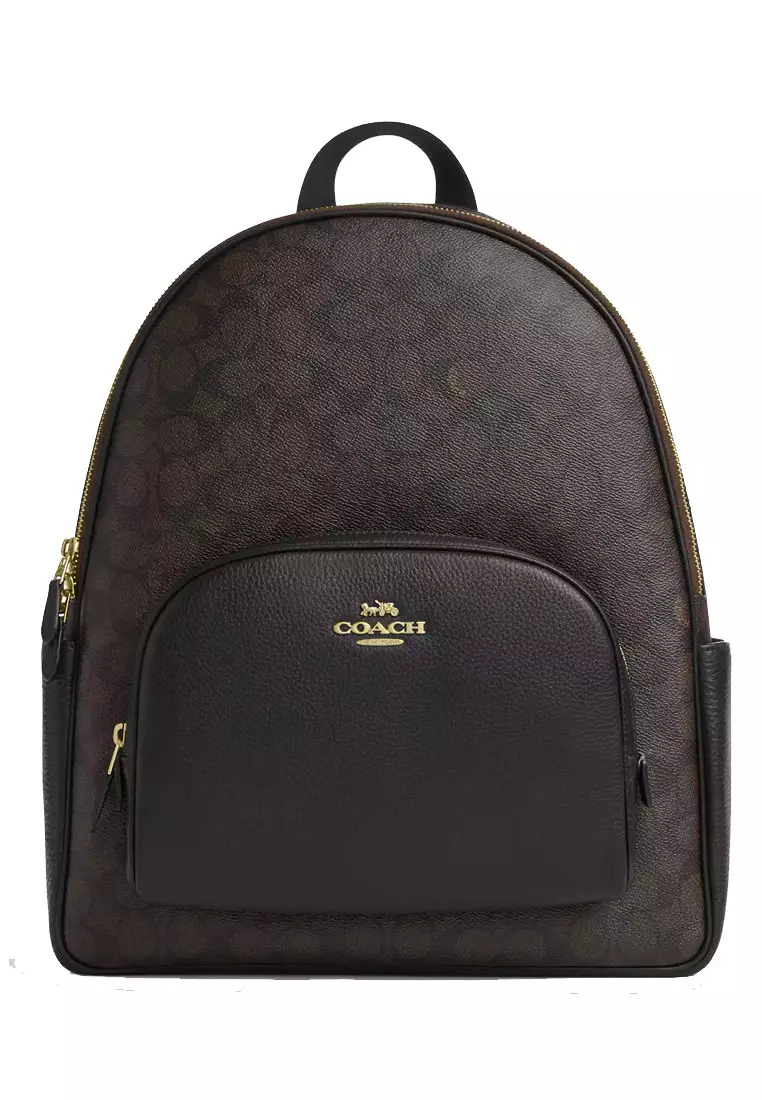 Buy Coach Large Court Backpack In Signature Canvas 2025 Online | ZALORA ...