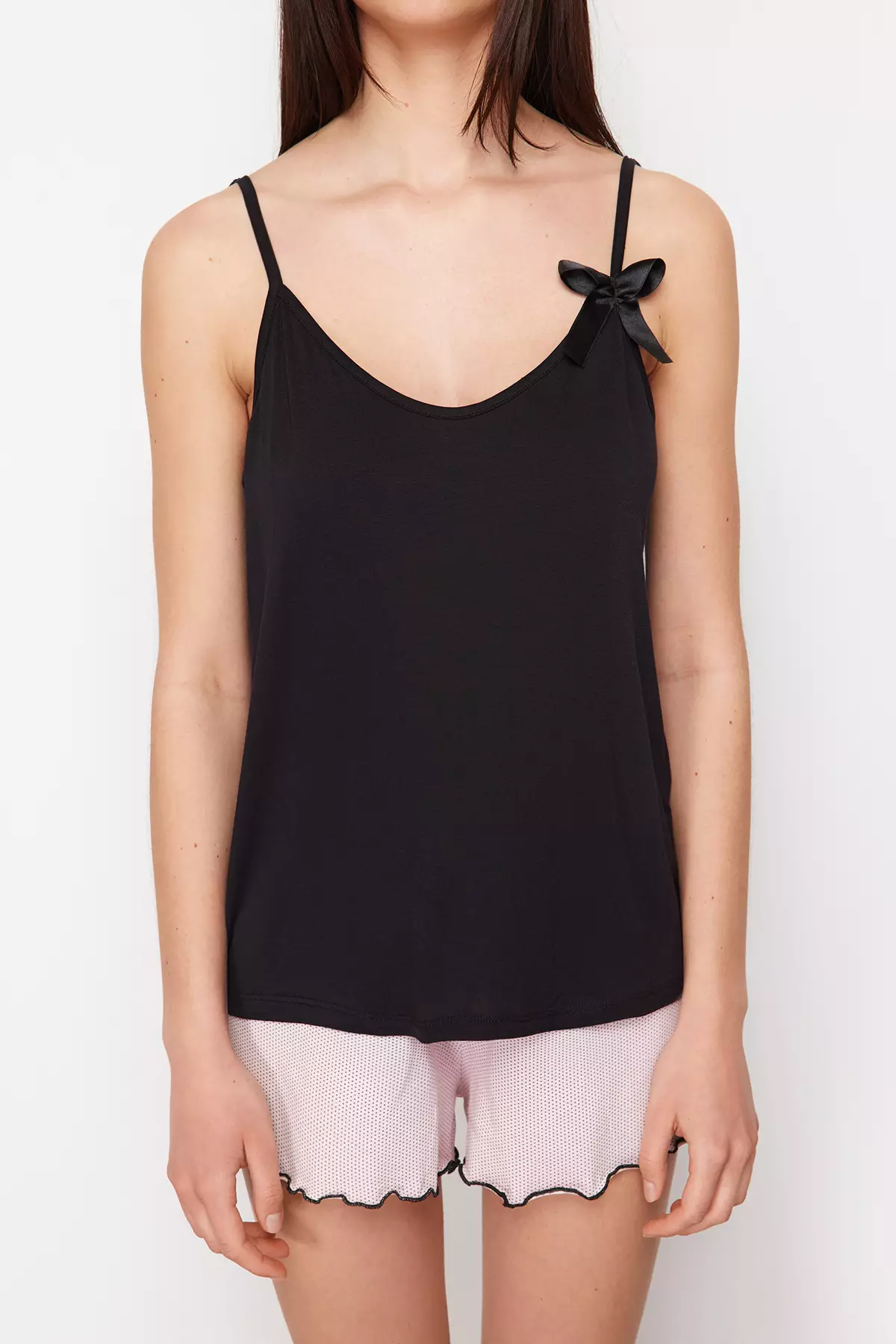 Jual Trendyol Black-Powder Polka Dot Ribbon/Bow Rope Suspender Pajama ...