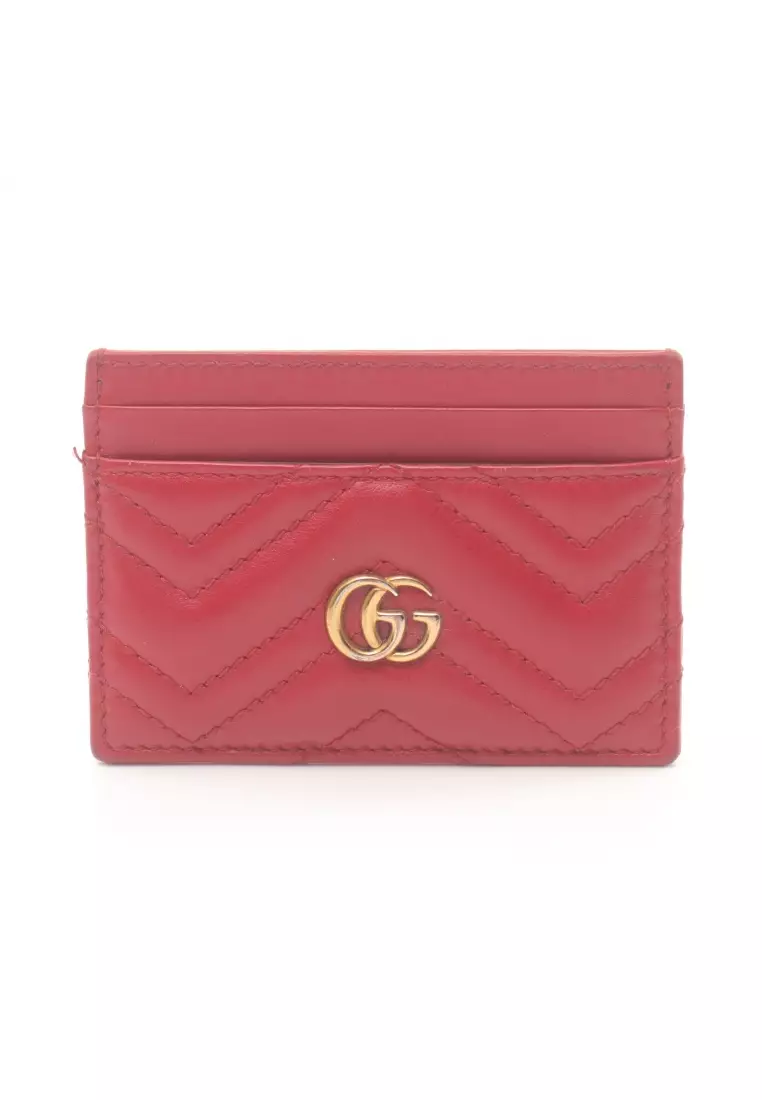Buy Gucci Pre-loved Gucci GG Marmont card case pass case leather Red ...