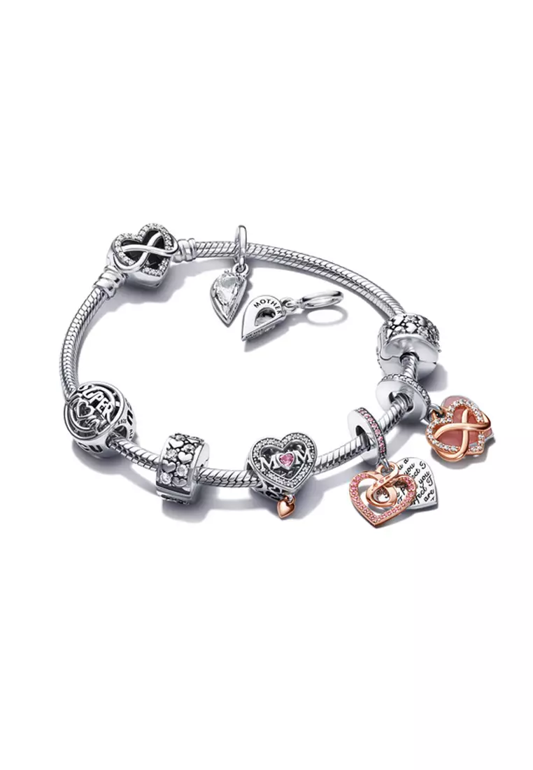 Buy PANDORA Pandora Sparkling Infinity Heart Clasp Snake Chain Bracelet ...