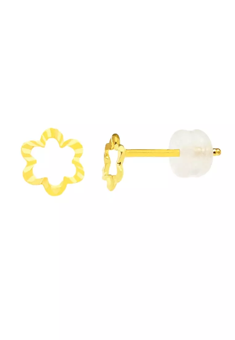 Buy Poh Kong POH KONG 916/22K Yellow Gold Antique Blossom Gold Earrings ...
