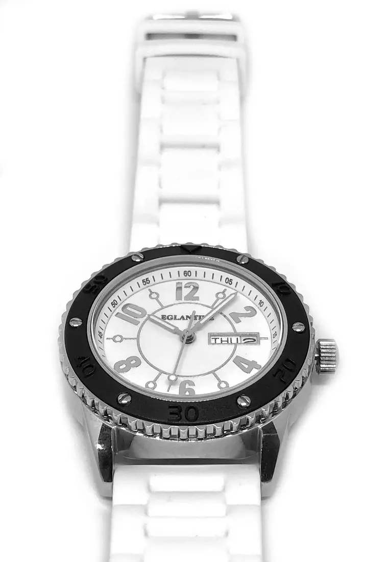 Buy EGLANTINE Vanessa Ladies Steel Quartz Watch White Dial on White ...