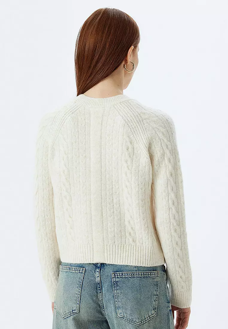 Buy KOTON Knitted Sweater Hair Knit Textured Long Sleeve Crew Neck 2025 ...