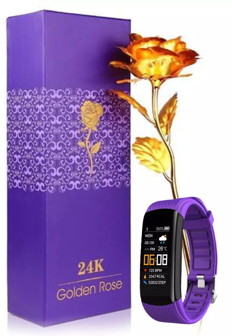 Buy EGLANTINE Gift Set - Fitness Smart Watch / MOHLIA® 24K plated ...