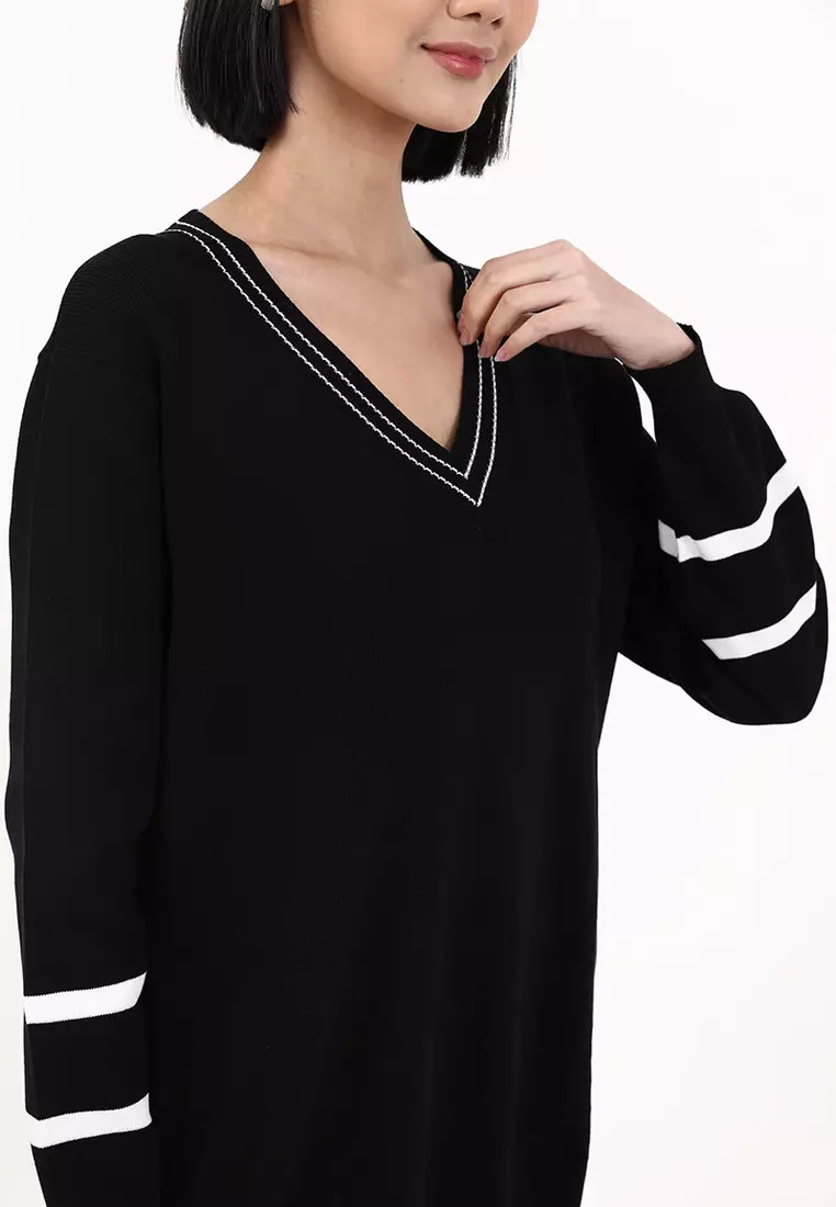 Jual Berrybenka Label Milli Derina Sweater Dress Black Original 2025 ...
