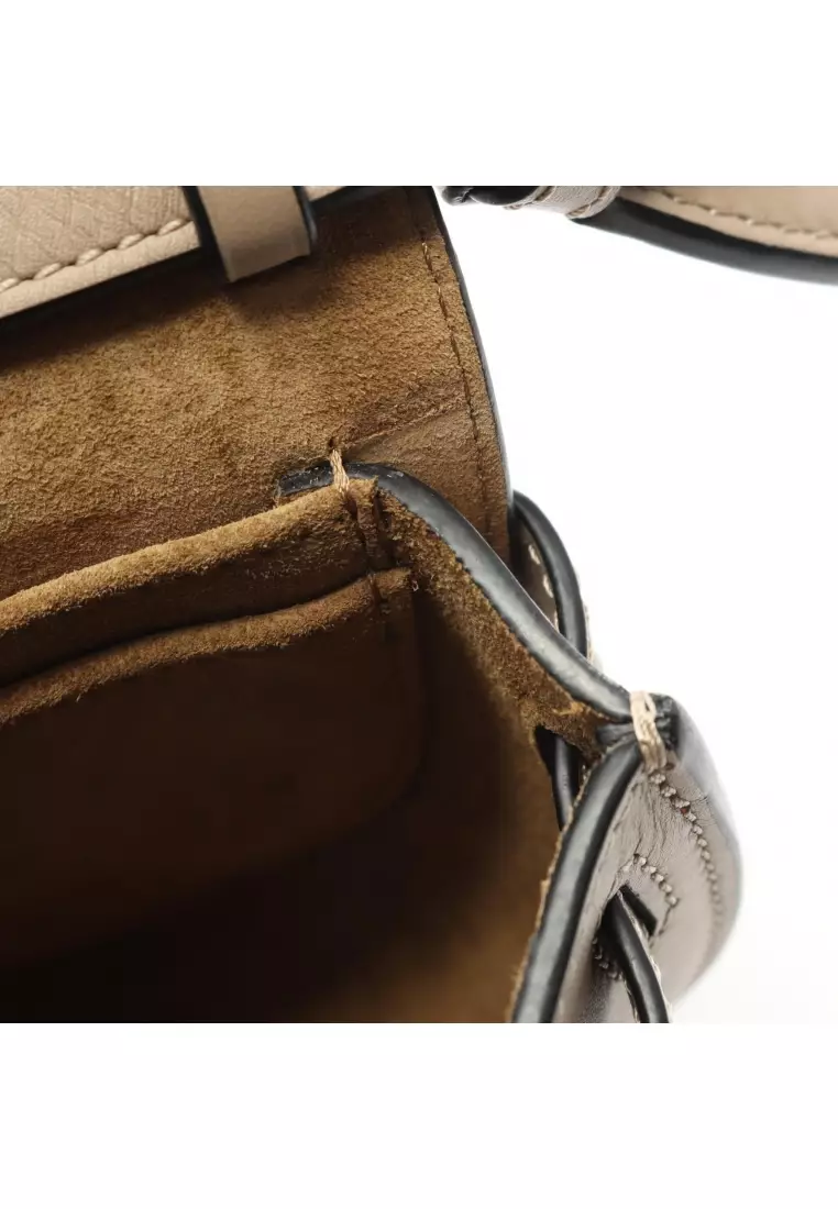 Buy Loewe Pre-Loved LOEWE Gate dual bag mini Shoulder bag leather Gray ...