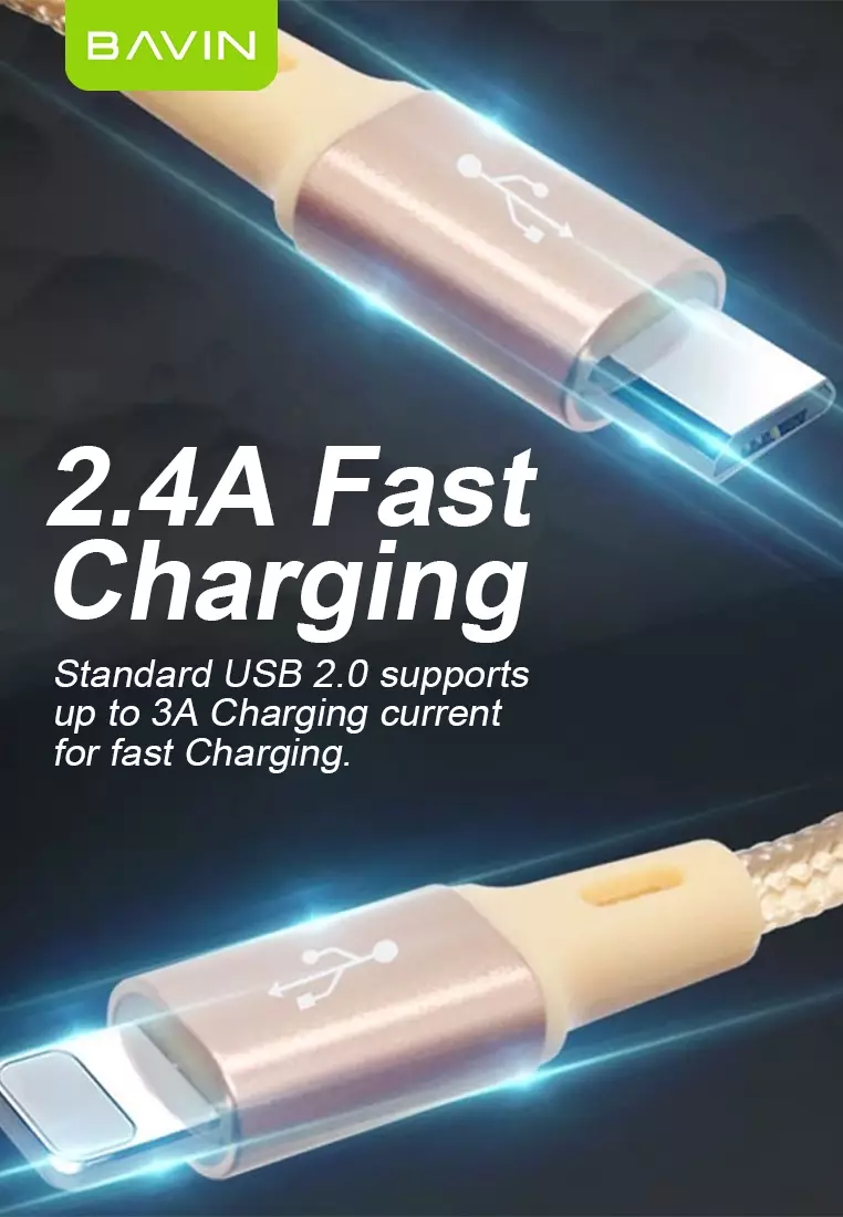 Buy BAVIN CB076 3 in 1 Fast Charging Cable 1.25 Meter Nylon Braided for ...