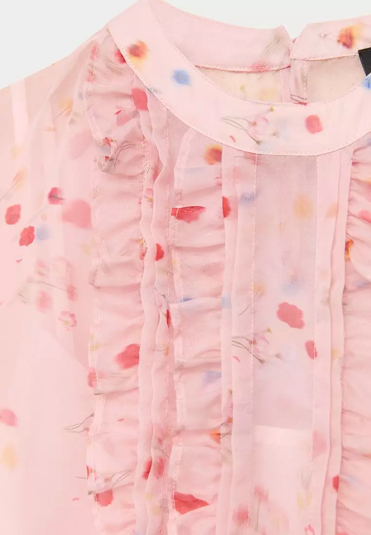 Buy Pomelo Ruffled Floral Blouse - Pink 2025 Online | ZALORA