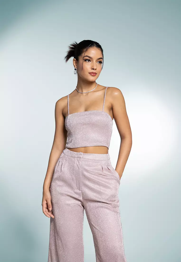 Buy Zalora Studios Glittered Mini Crop Top 2025 Online | ZALORA Philippines