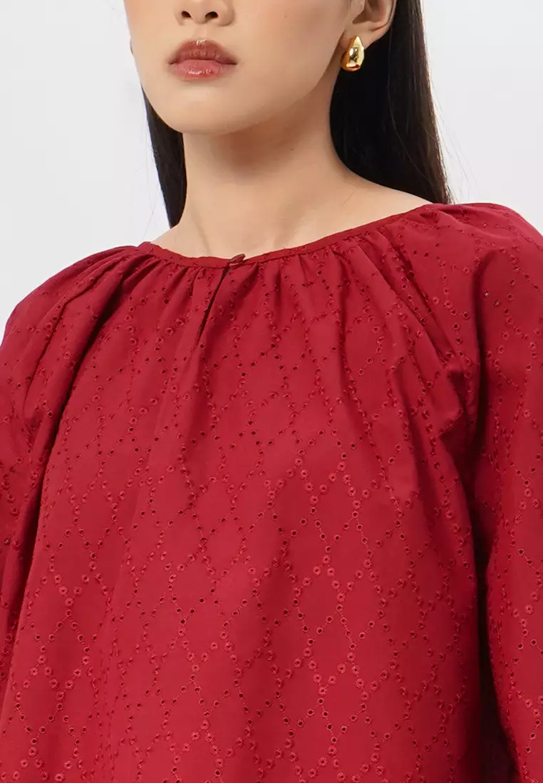 Jual Executive Puff Sleeves Eyelet Blouse Original 2025 | ZALORA Indonesia