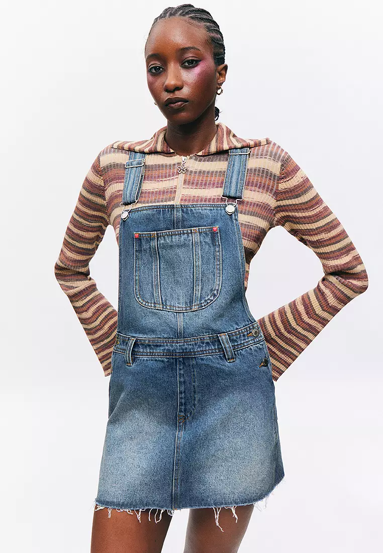Buy Monki Denim Dungaree Mini Dress 2025 Online | ZALORA Philippines
