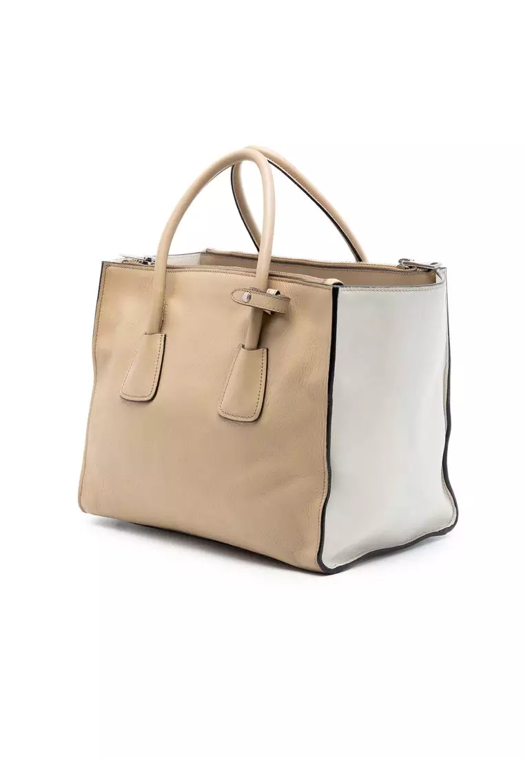 Buy Prada Pre-Loved Prada Bicolor Glace Calf Twin Pocket Double Handle ...
