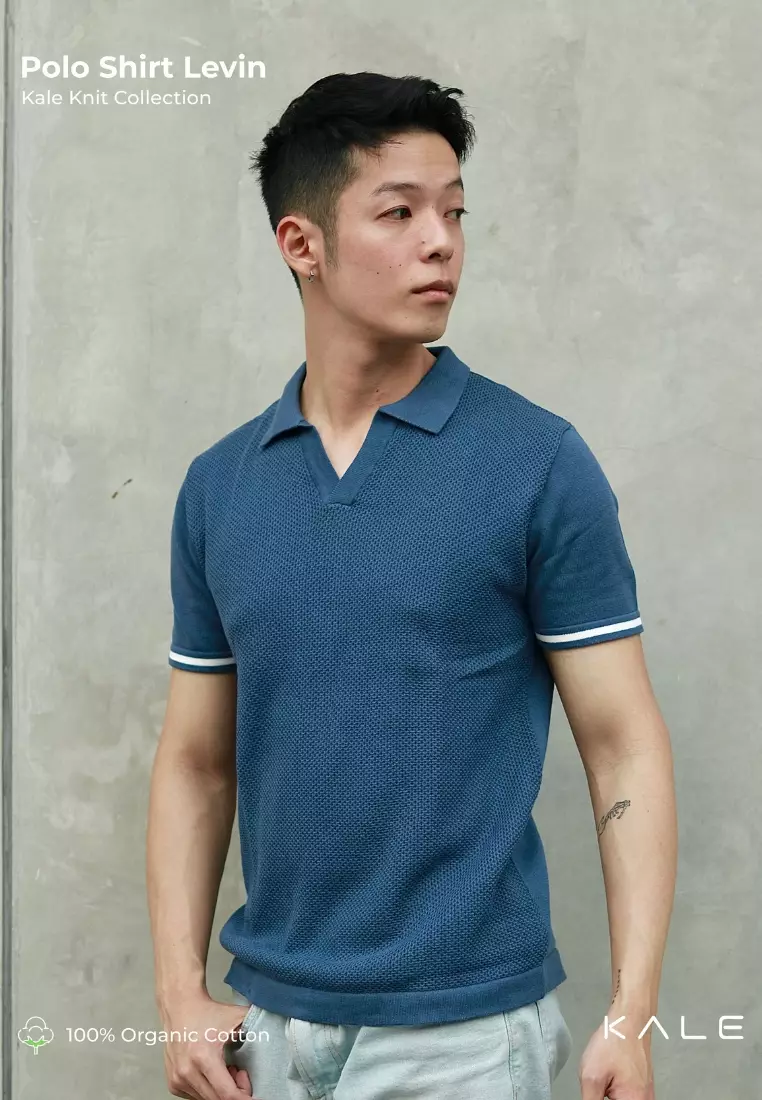 Jual Kale Clothing Kale Levin Blue / Polo Shirt rajut premium berbahan dasar cotton wool ...
