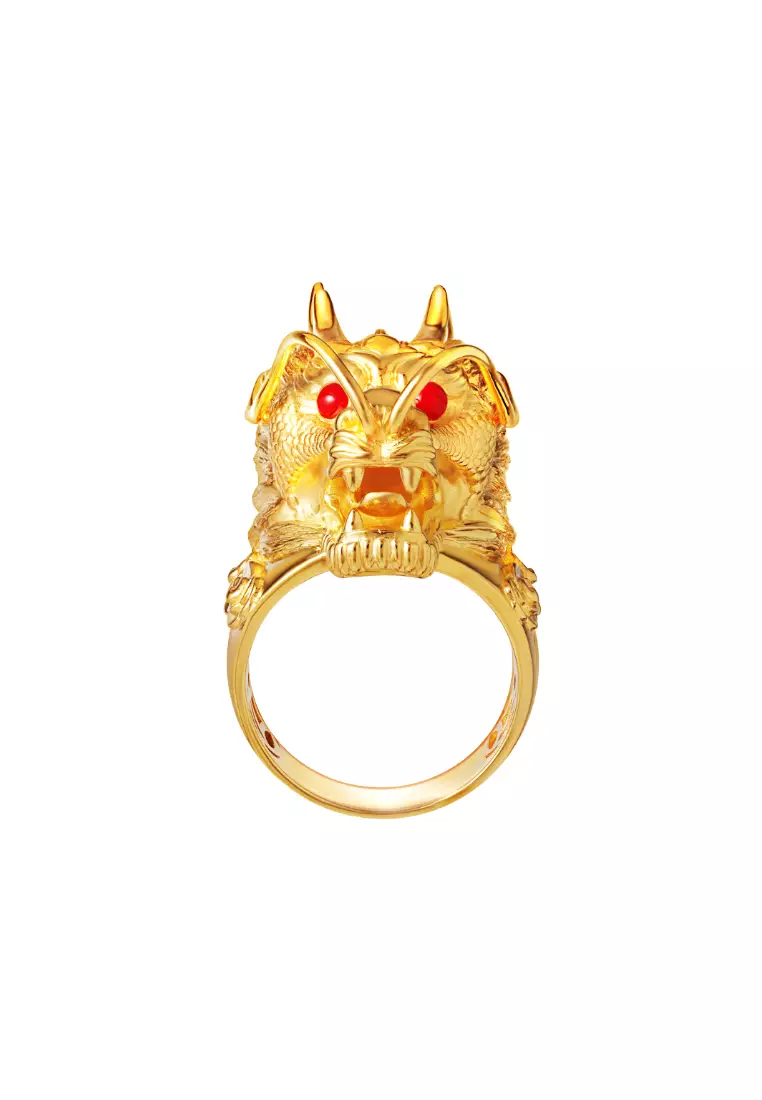 Buy TOMEI TOMEI 【百战百胜】Dragon Men Ring, Yellow Gold 916 Online | ZALORA ...