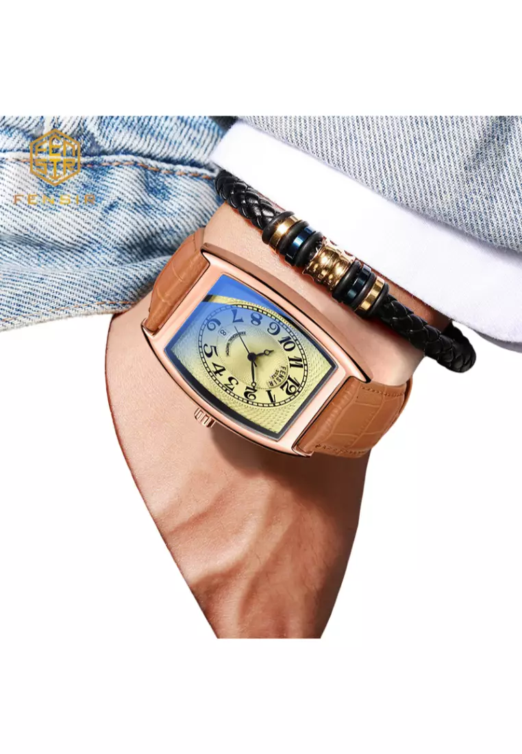 Buy OPCHIC Barrel Quartz Watch For Men, Retro Blue Light 2025 Online ...