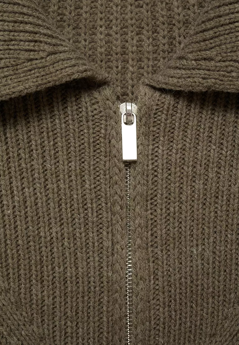 Jual Mango Ribbed Sweater With Zip Collar Original 2024 | ZALORA ...