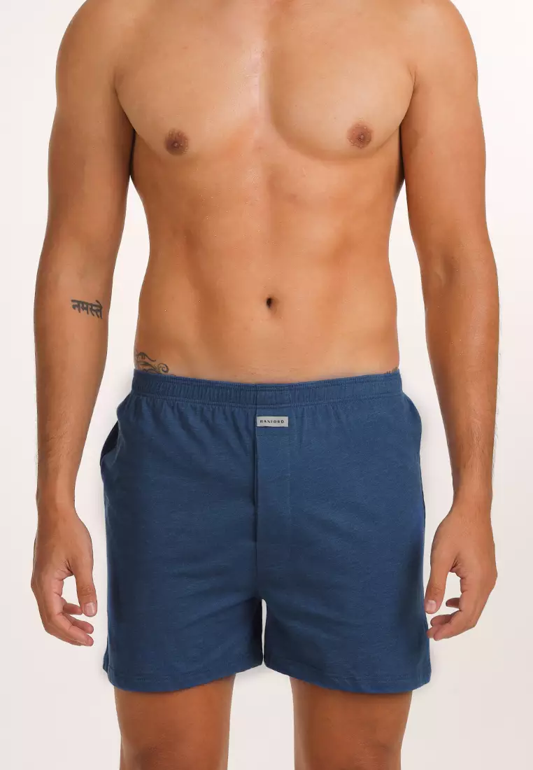Buy Hanford Premium Cotton Inside Garter Boxer Shorts Carib - Denim ...