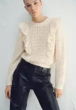 Buy Mango Openwork Knitted Sweater with Ruffles Online | ZALORA Malaysia