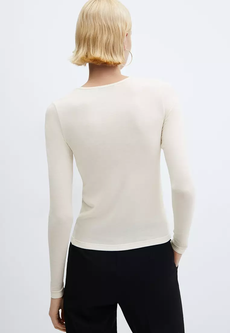 Jual Mango Round-Neck Knitted T-Shirt Original 2024 | ZALORA Indonesia