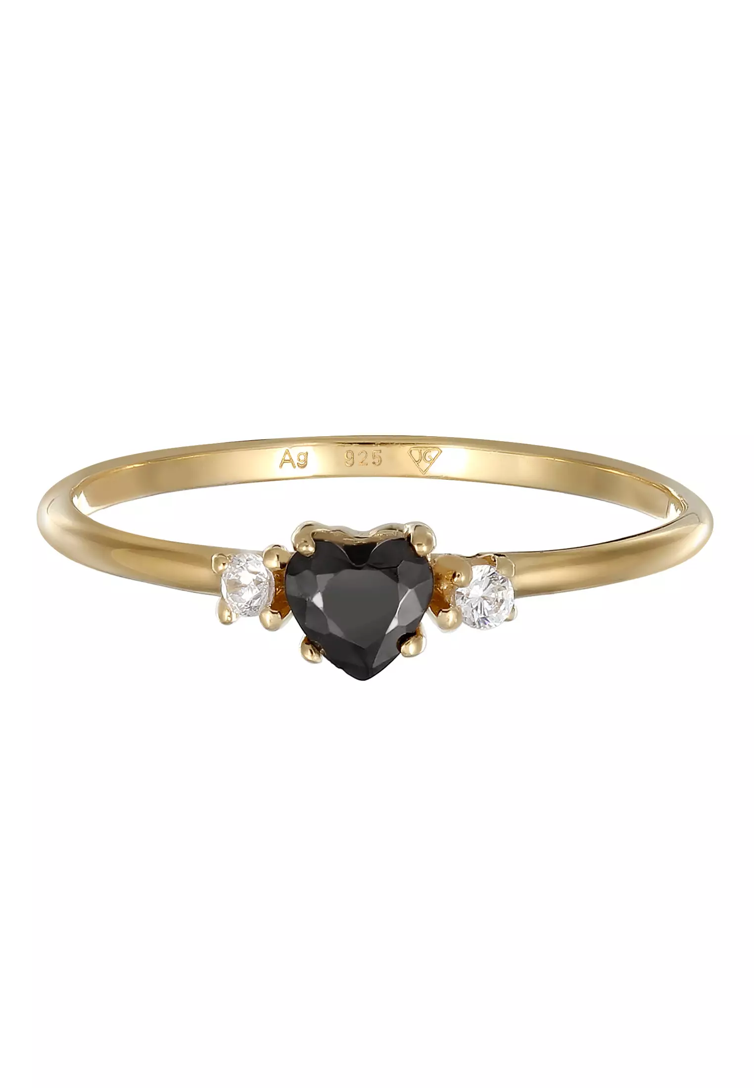 Buy ELLI GERMANY Black Heart Crystal Ring – Gold-Plated Silver 2026 ...