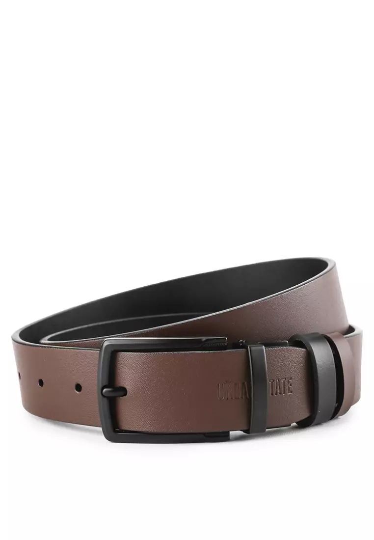 Jual Urban State Black Formal Square Pin Buckle Reversible Top Grain ...