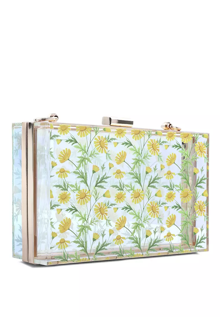 Buy London Rag Transparent Floral Print Clear Clutch Bag 2024 Online ...