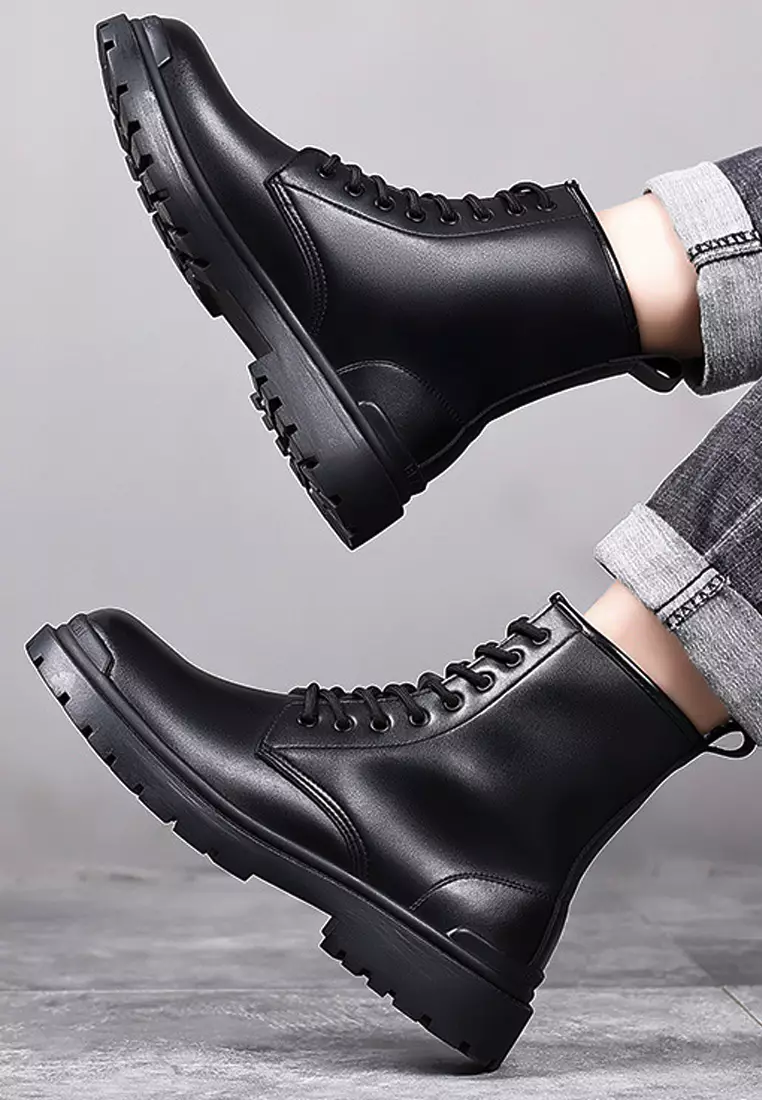 Buy XAFITI First-grain cowhide Bootlace High-cut Martin boots 2025 ...