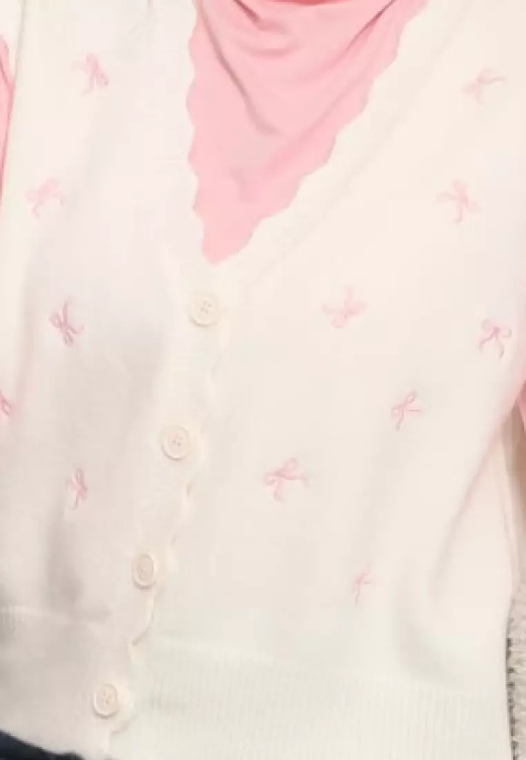 Jual MKY Clothing Pio Knit Vest Ribbon V-neck in White Original 2024 ...