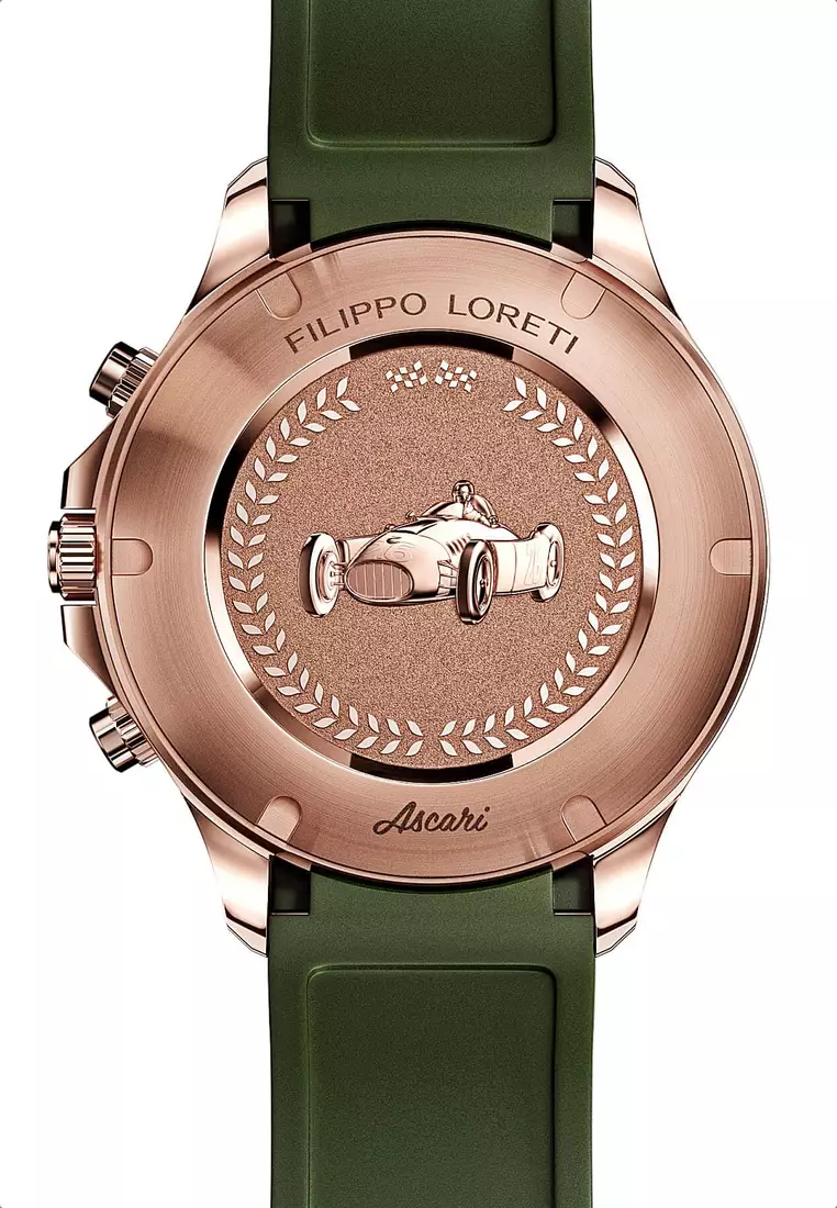 Filippo Loreti Unisex Stainless Steel Ascari Moss Rose Gold Rubber ...