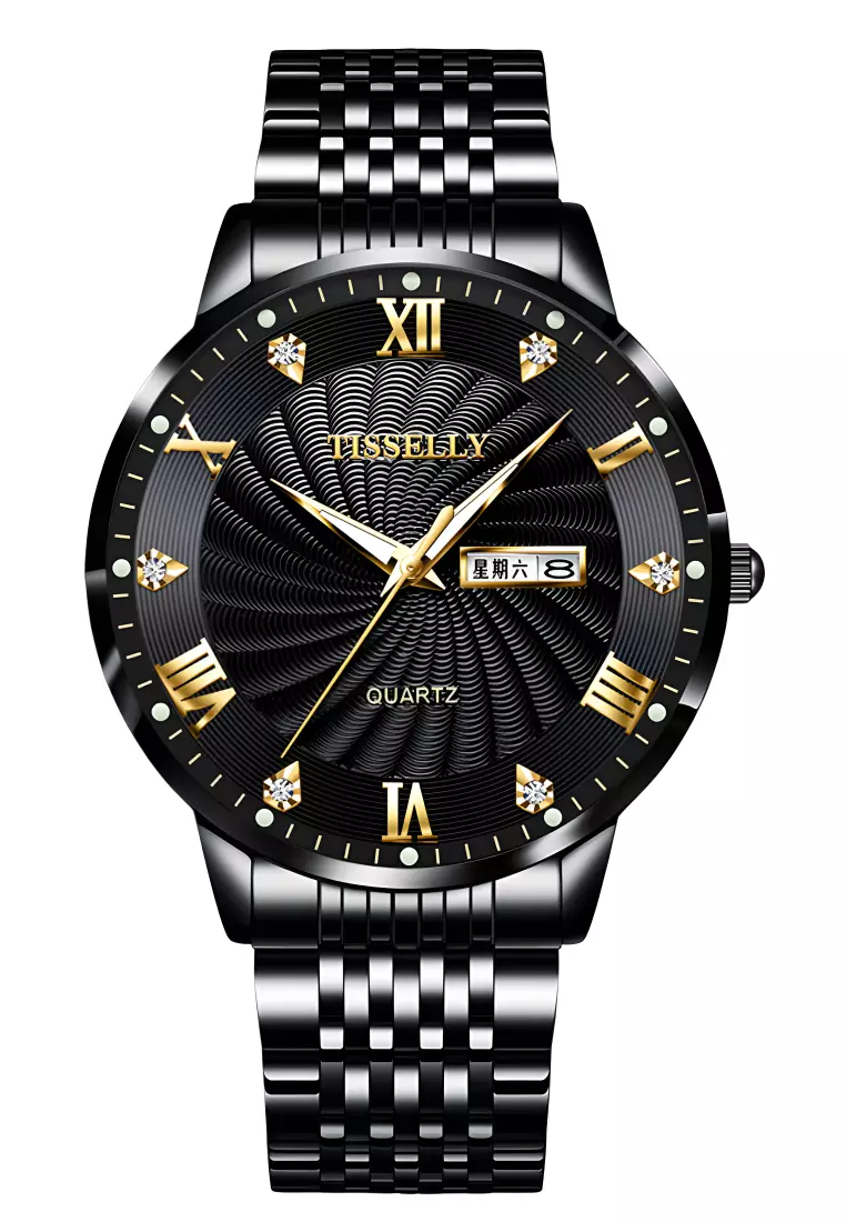 Lara Steel-Strap Dual-Calendar Men's Quartz Watch with Waterproof and ...