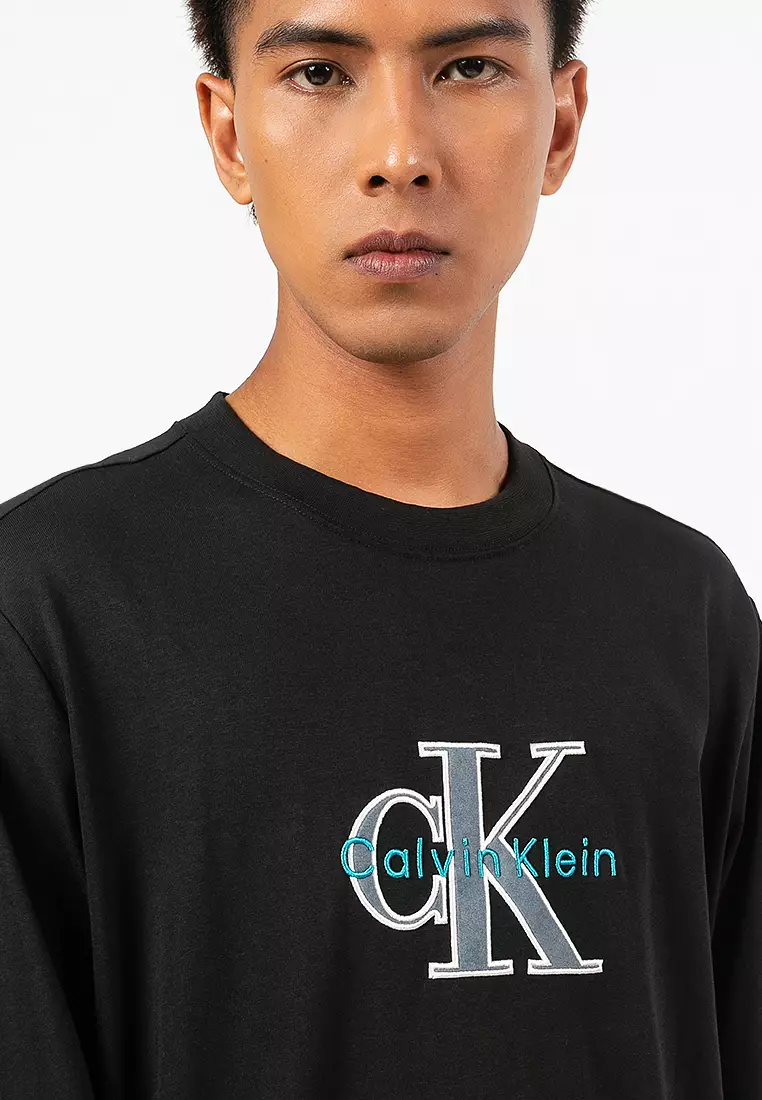 Buy Calvin Klein Long Sleeve 16s Jersey Tri-color Monologo Tee - Calvin ...