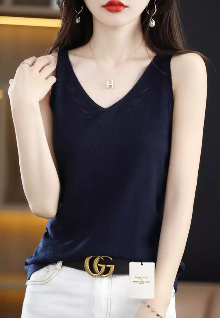 Buy HAPPY FRIDAYS Hollow Out Detail Sleeveless Knit Vest JW QT-103 Online | ZALORA Malaysia