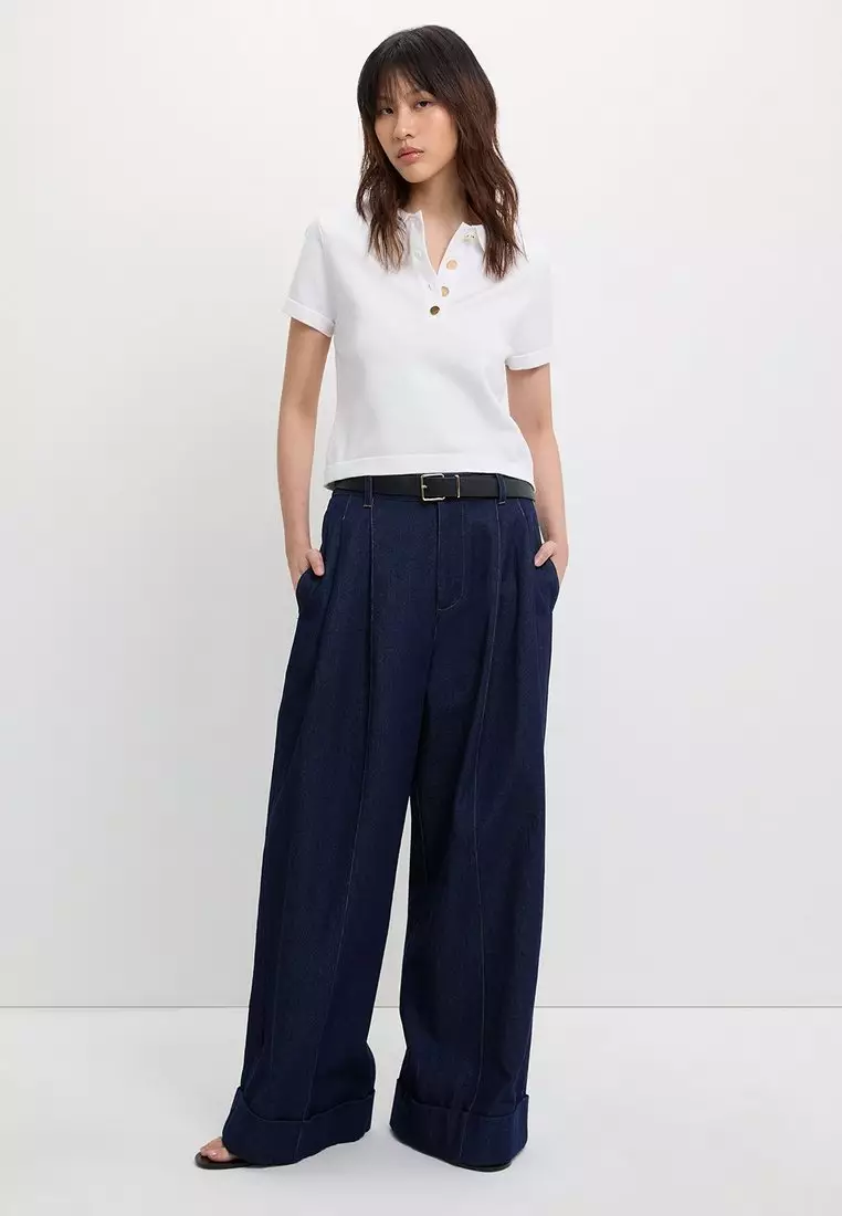 Buy Pomelo Polo Button-Up Top - White 2026 Online | ZALORA