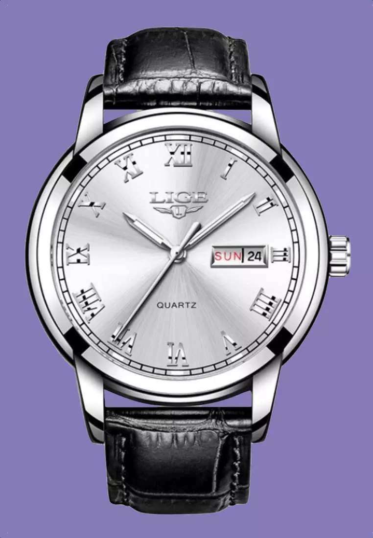 Buy LIGE Unisex Classic Day/Date Stainless Steel Quartz Watch, Silver ...