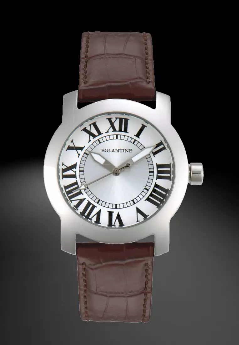 Buy EGLANTINE Emily Ladies steel quartz Watch on brown leather strap ...