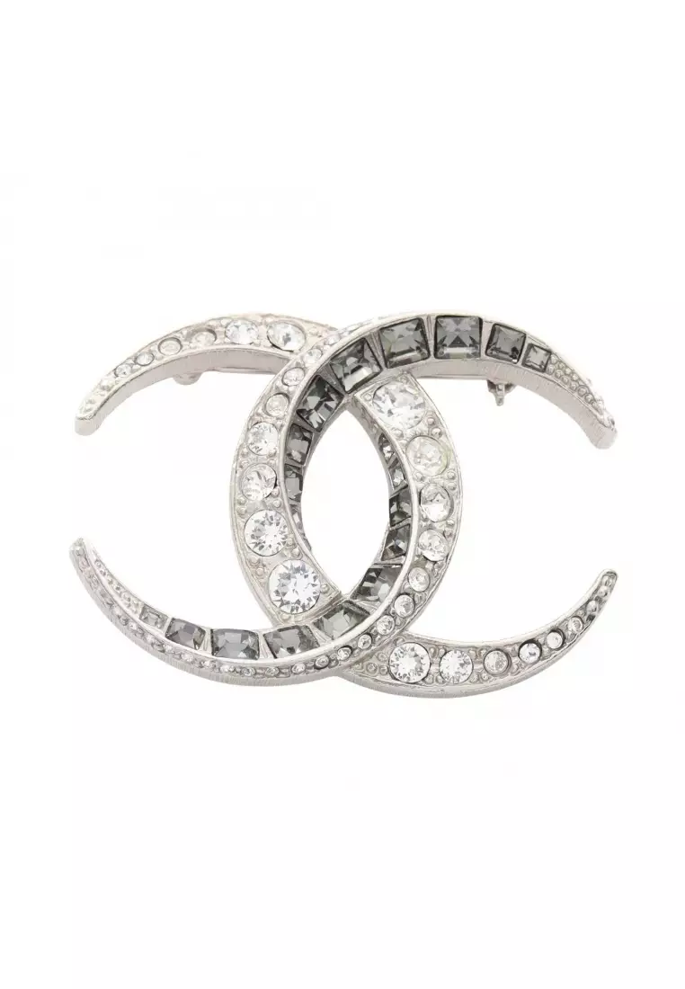 Buy CHANEL Pre-Loved Chanel coco mark brooch Rhinestone Silver clear ...