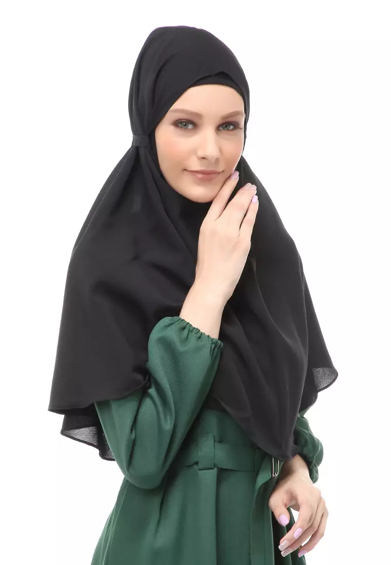 Jual Evernoon Tamara Jilbab Muslimah Wanita Motif Polos Relaxed Fit - Black Original 2025 ...