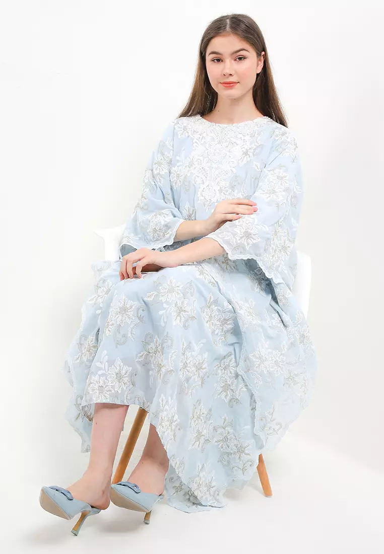 Jual Chic Simple Seq And Beaded Lace Gold Emb Chiffon Batwing Kaftan ...