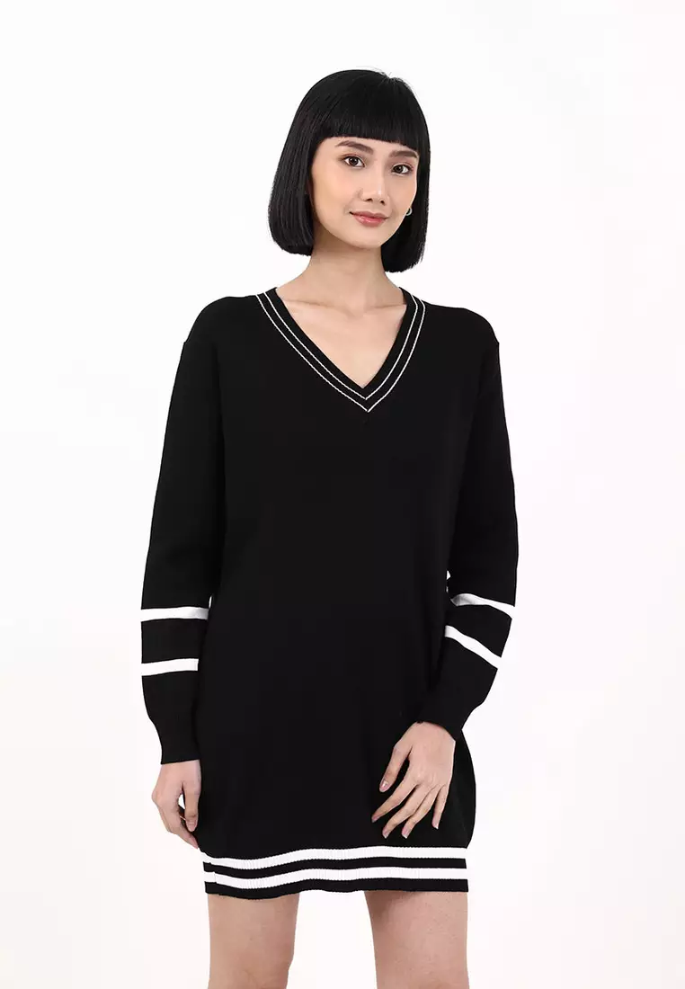 Jual Berrybenka Label Milli Derina Sweater Dress Black Original 2025 ...