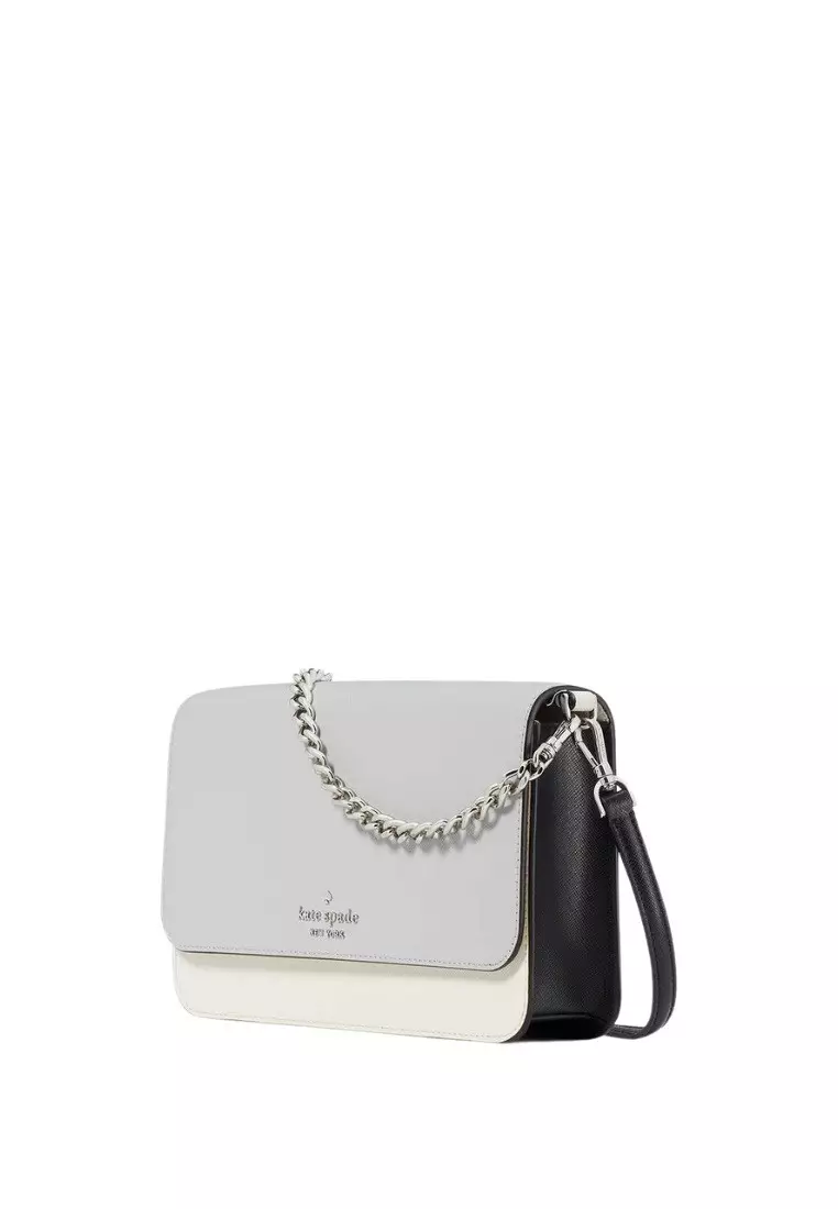 Jual Kate Spade Madison Flap Convertible Crossbody Platinum Grey Multi ...