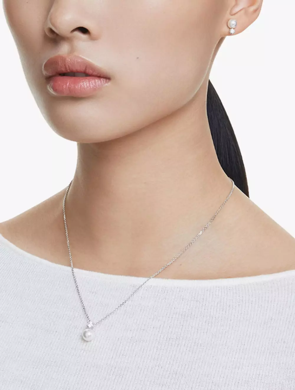 Jual Swarovski Matrix Set, Crystal Pearl, Round Cut, White, Rhodium ...