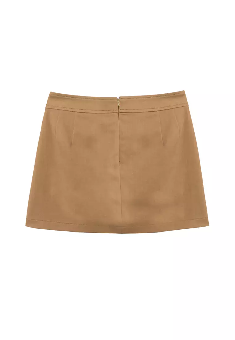 Buy iROO Basic Brown Overlap Skorts 2025 Online | ZALORA
