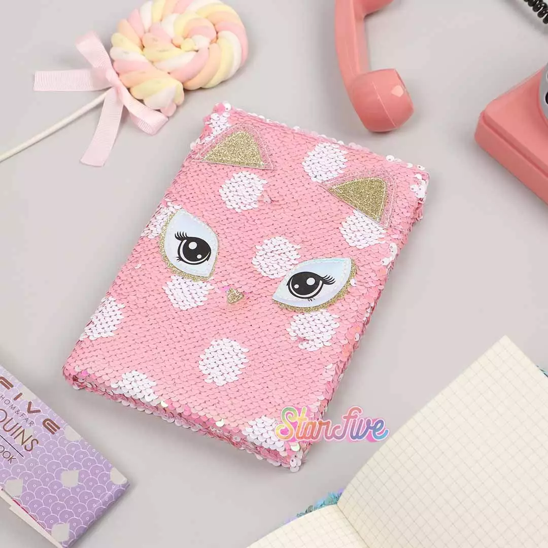 Jual Happy Brown Fox BUKU NOTEBOOK DIARY SEQUIN STARFIVE - OWL PINK ...